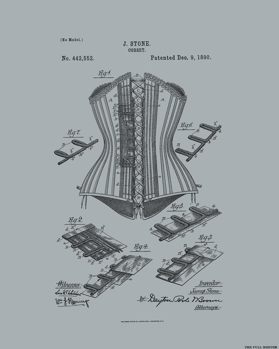 1890 Corset Patent Drawing – The Full Nester Printables