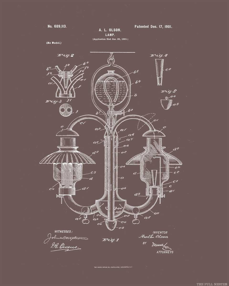 1901 Lamp Patent Drawing – The Full Nester Printables