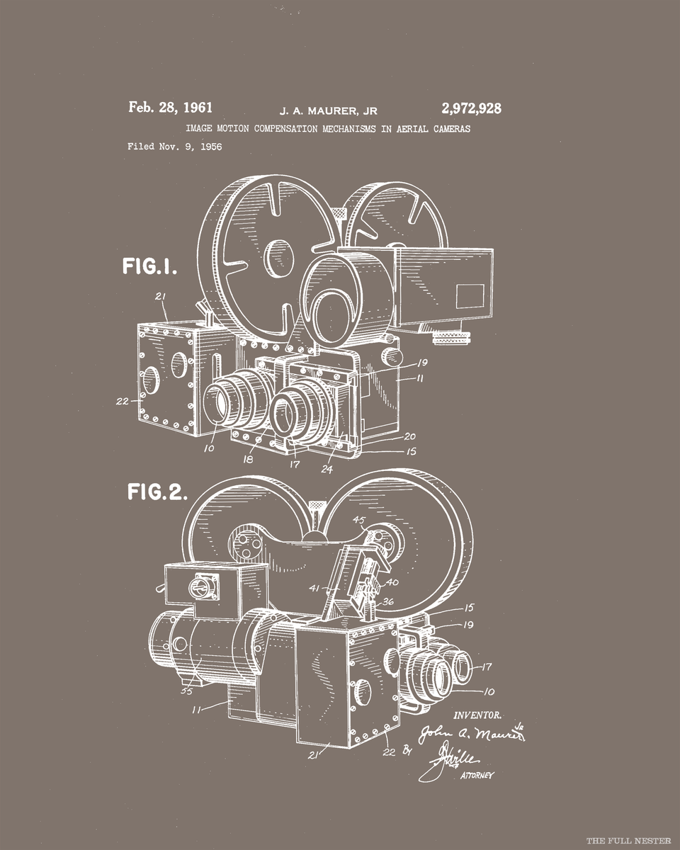 1961 Motion Picture Camera Patent Drawing – The Full Nester Printables